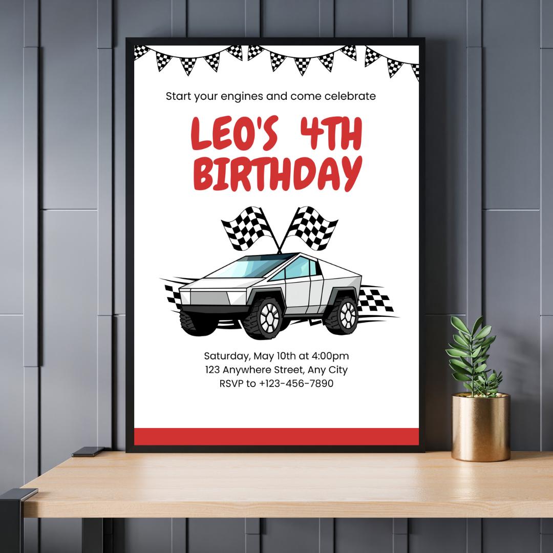 Cybertruck Inspired Birthday Invitation, Boys Birthday, Monster Truck ...