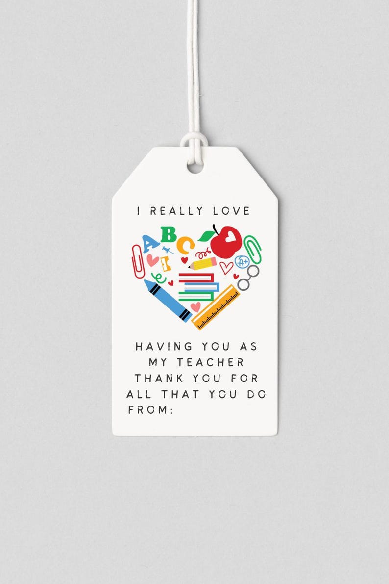 Teacher Appreciation Gift Tag: Printable Thank You Favor (digital ...