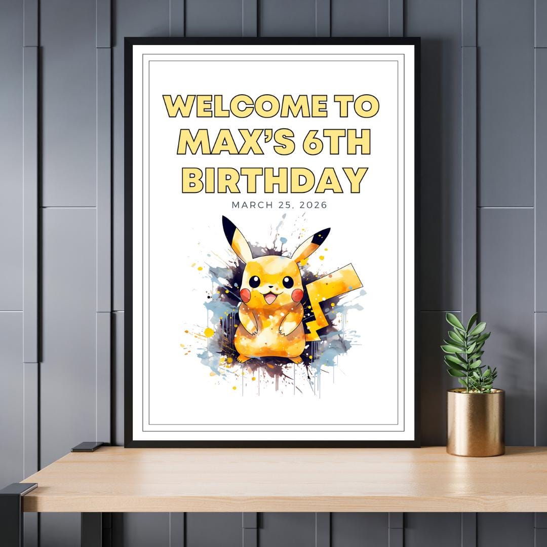 Personalized Pokemon Welcome Party Sign, Name Birthday Decor Poster ...