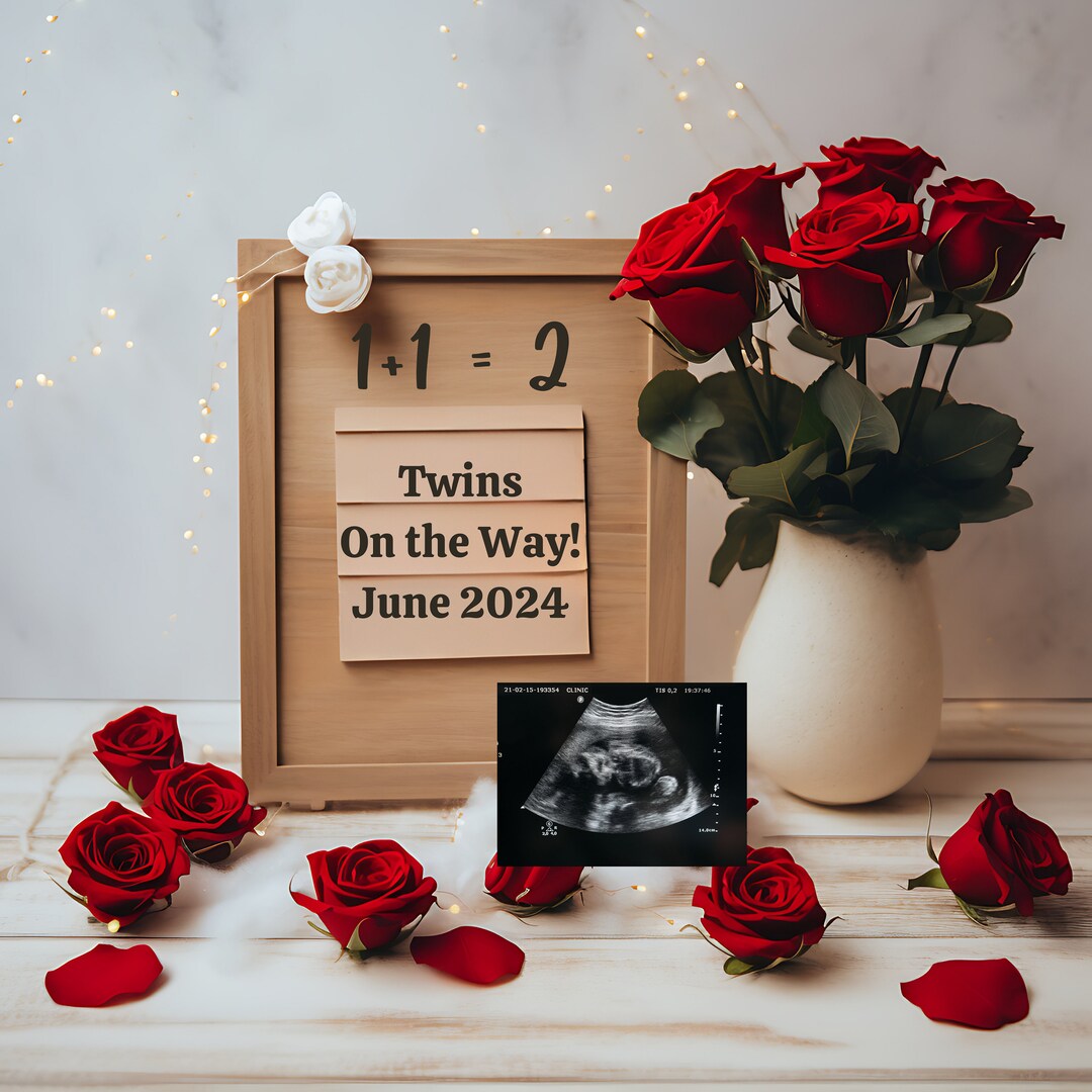 Twins Valentine's Pregnancy Announcement: Roses Reveal (digital) - Etsy