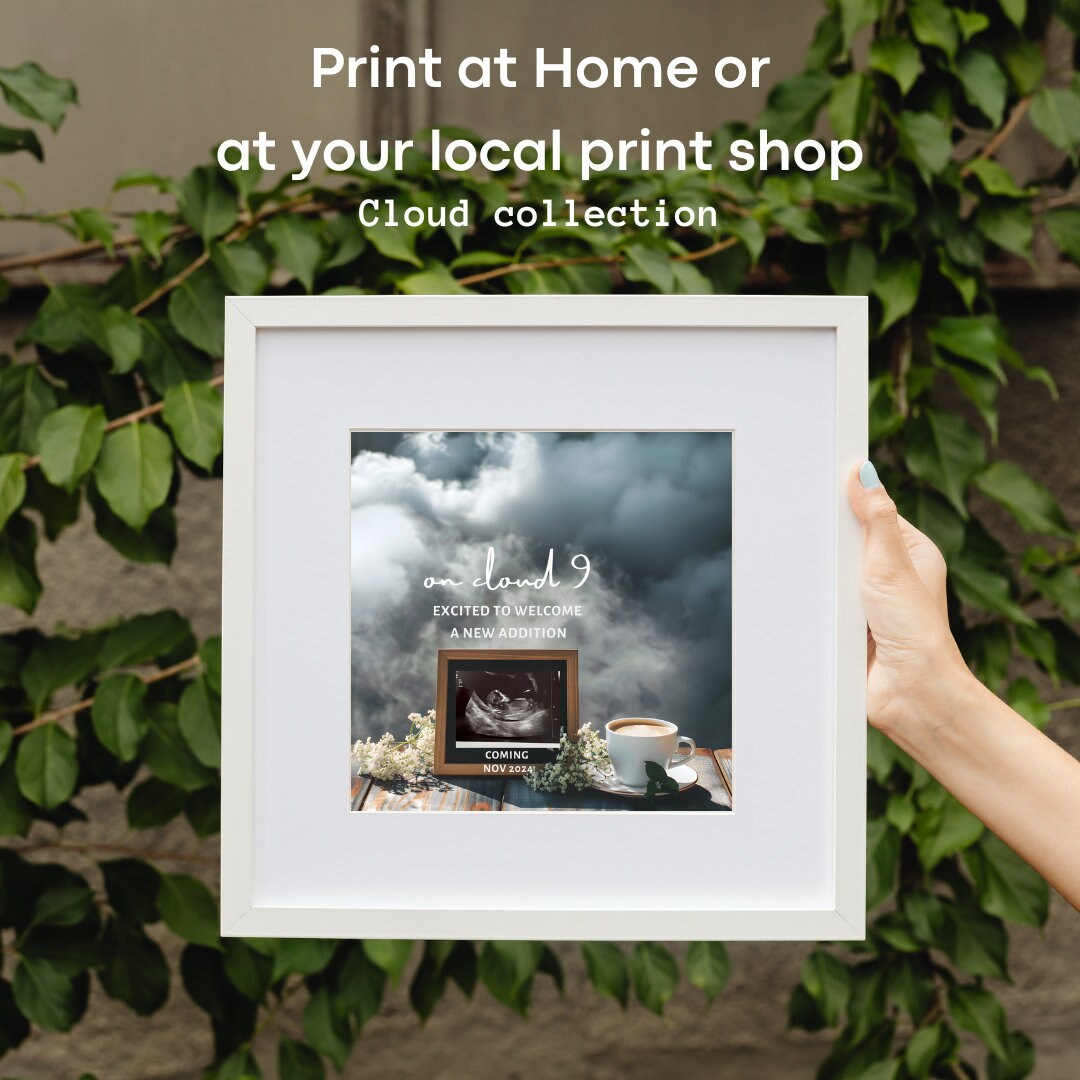 Editable Cloud Nine Modern Digital Pregnancy Announcement, Digital Baby ...