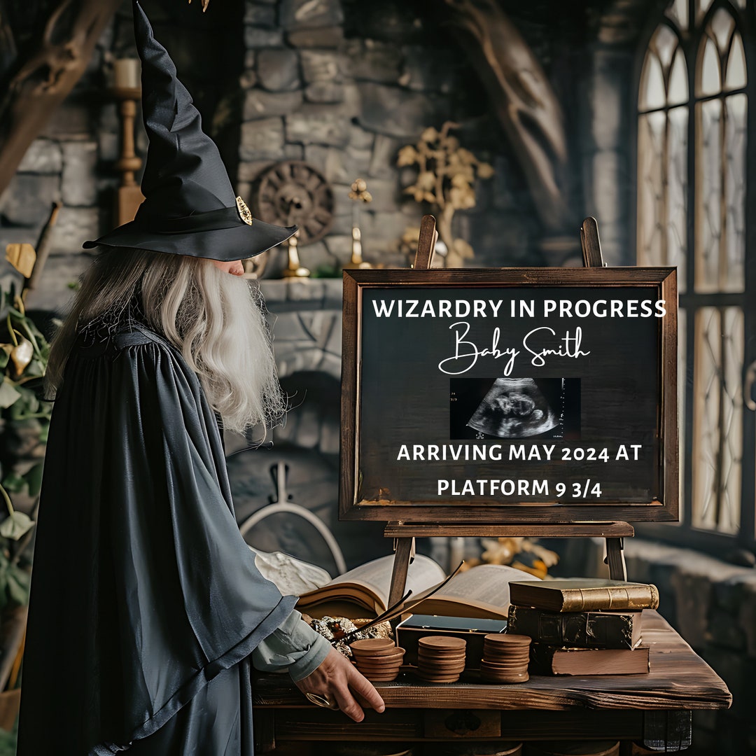 A Little Wizard is on His Way, Digital File, Wizard Personalized Baby ...