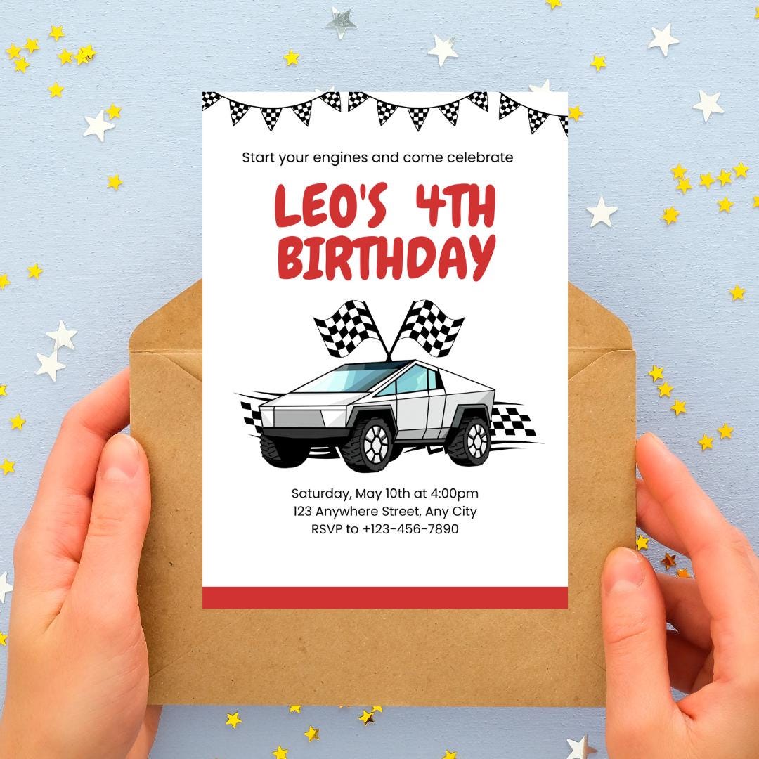 Cybertruck Inspired Birthday Invitation, Boys Birthday, Monster Truck ...