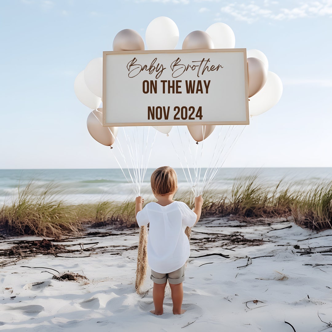 Beach Baby Brother or Sister Digital Pregnancy Announcement / Summer ...