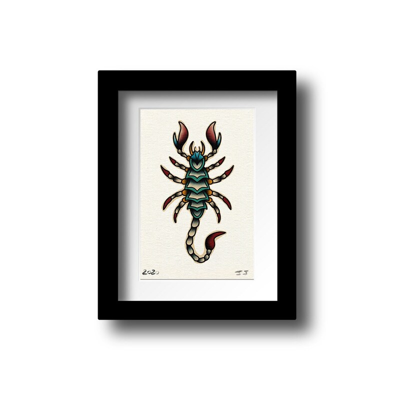 Scorpion Old School Traditional Tattoo Flash Print A5 - Etsy