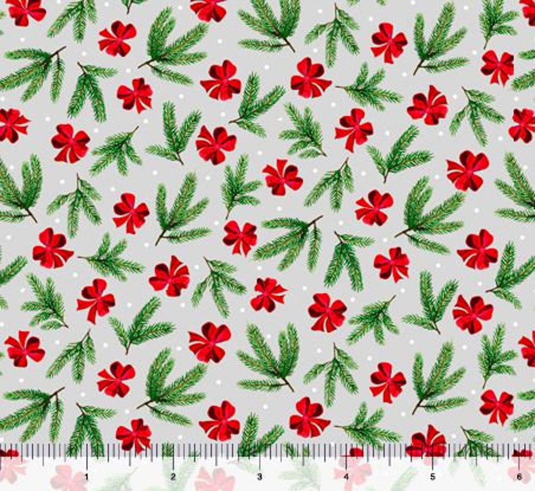 Back Home for the Holidays - Pine & Bows White - Sold by the Half Yard ...