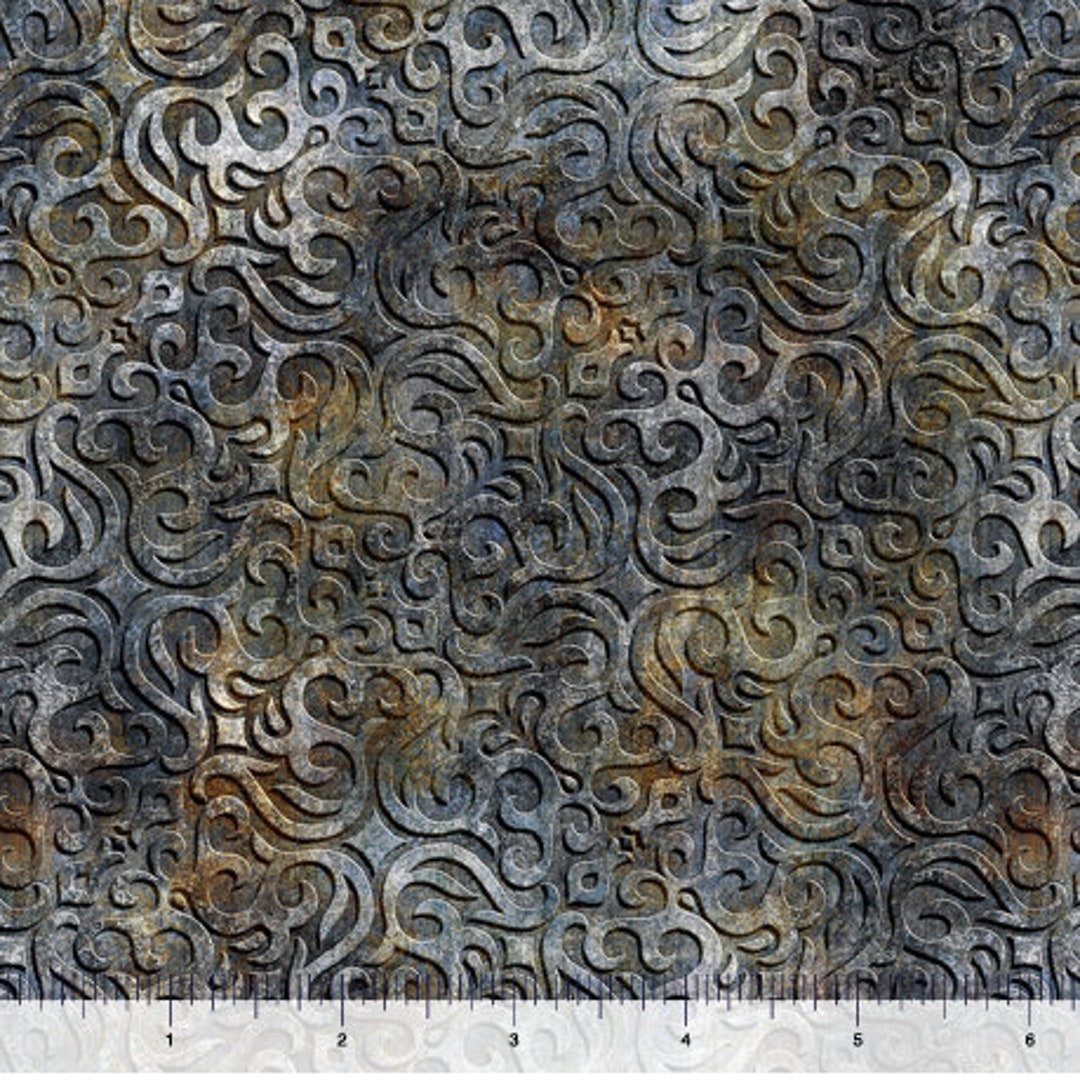 Steampunk Adventures Scrollwork Gray Dan Morris for QT Fabrics Sold by ...