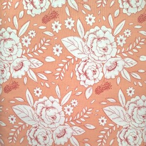 Peach Floral Fabric: White Toile Print by Lella Boutique (half Yard) - Etsy