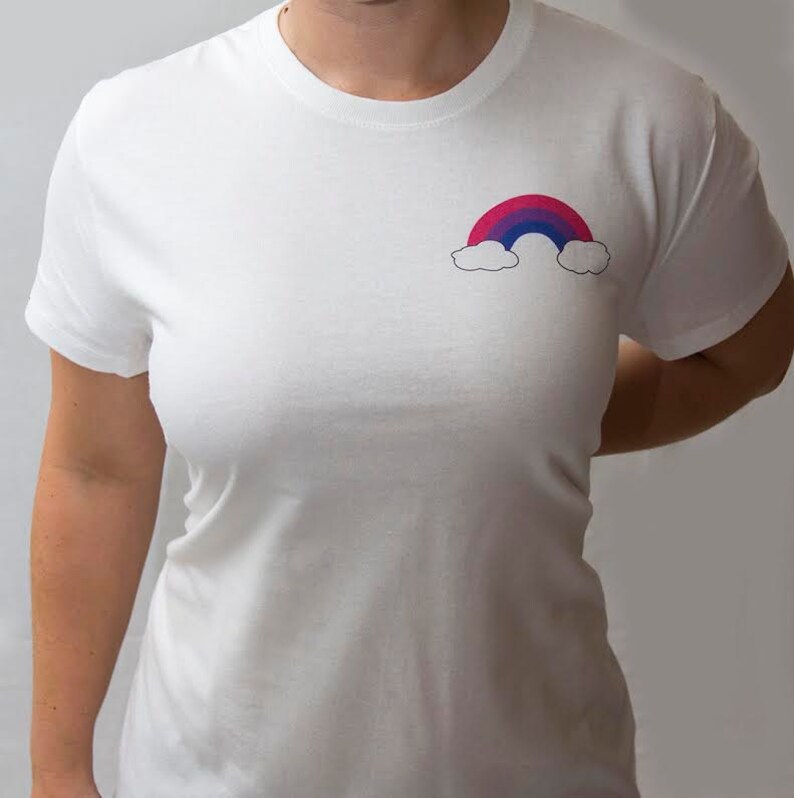 Bisexual Pride Flag Small Rainbow & Clouds T-shirt - Women Men Gay ...