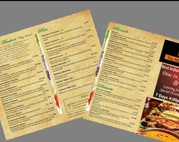 Miniature 'INDIAN RESTAURANT' MENUS Dollhouse 1:6 - Etsy