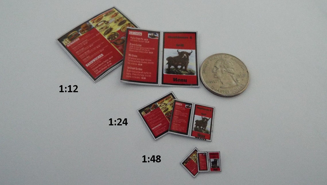 Miniature STEAKHOUSE and GRILL MENUS Dollhouse 1:6 1/12 - Etsy