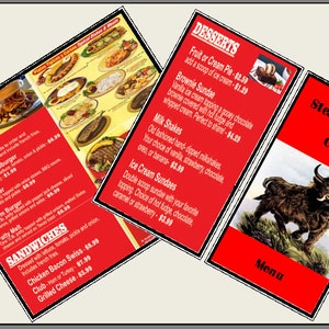 Miniature STEAKHOUSE and GRILL MENUS - Dollhouse 1:6 1/12 1/24th 1/48th ...