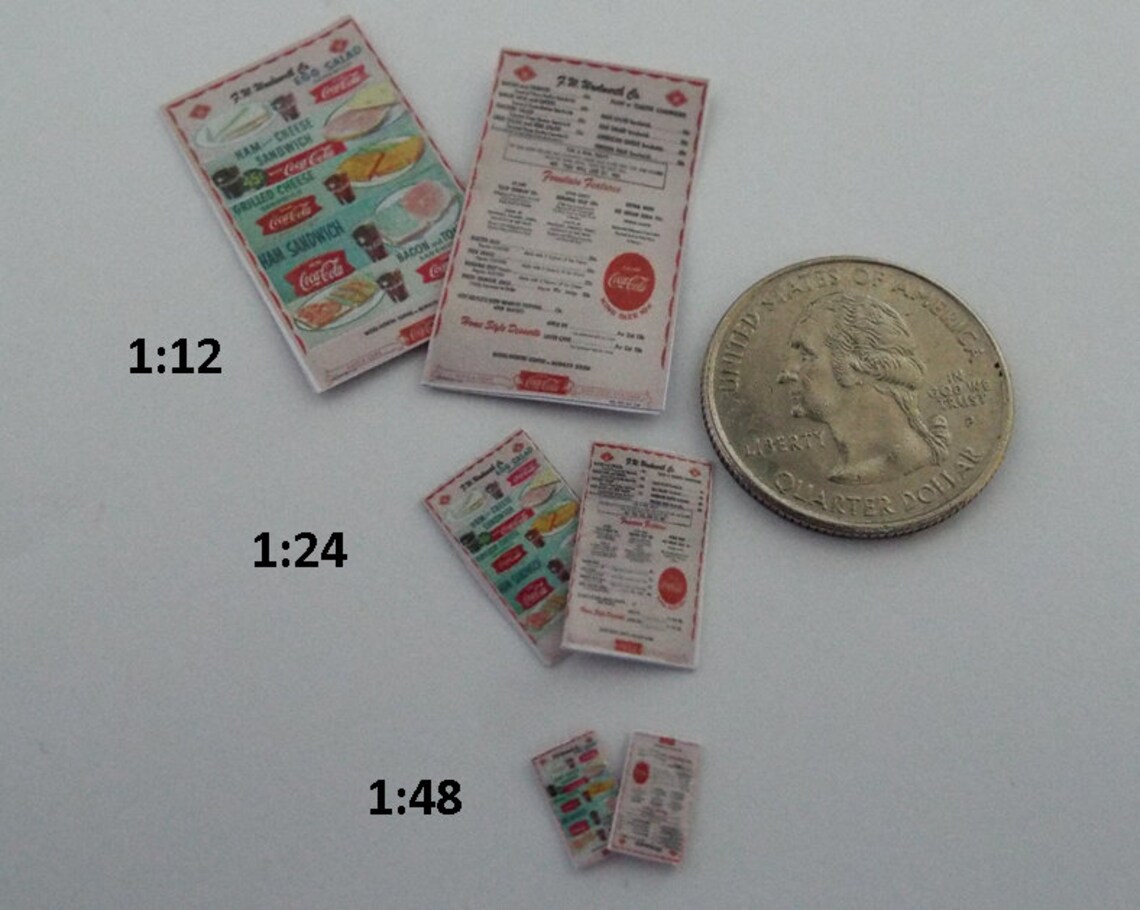 Miniature Vintage 1950's WOOLWORTH Lunch Counter MENUS - Dollhouse 1:12 ...