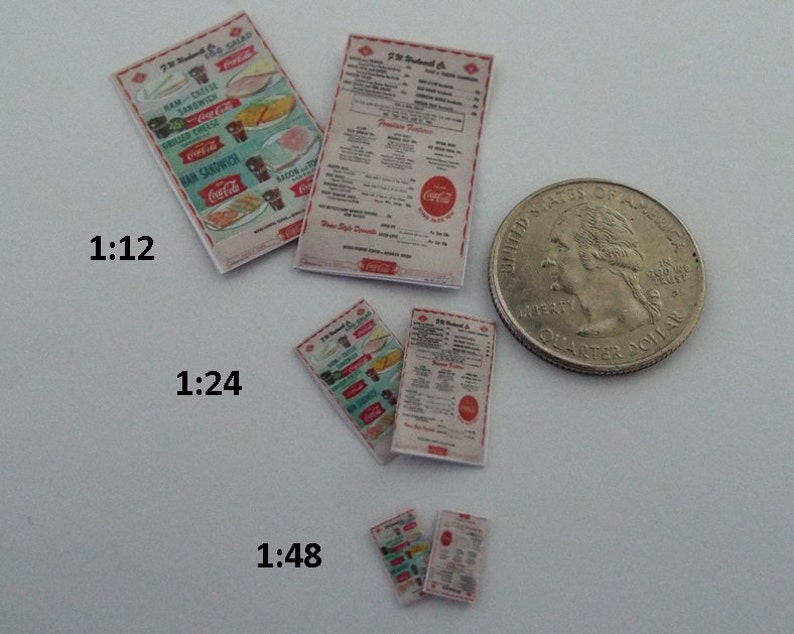 Miniature Vintage 1950's WOOLWORTH Lunch Counter MENUS - Dollhouse 1:12 ...