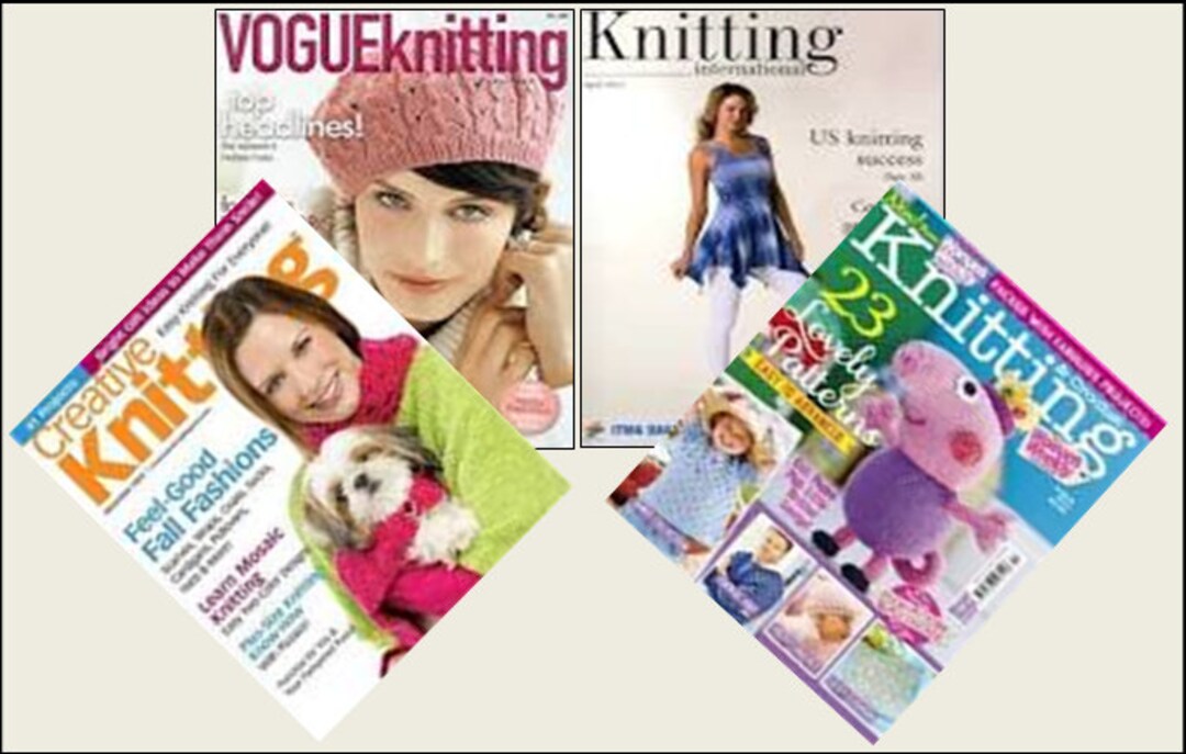 4 Miniature 'KNITTING' Magazines - Dollhouse 1:6th 1/12th 1/24th 1/48th ...