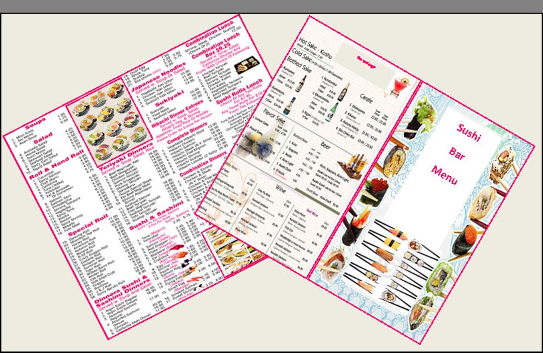 Miniature Vintage Sushi Japanese Restaurant MENUS - Dollhouse 1:6 1/12 ...