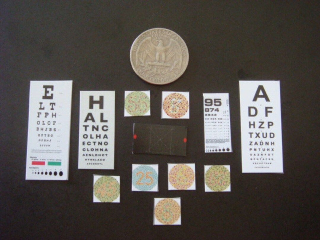 12 Miniature Optometrist / Optician Eye Test Charts - Dollhouse 1:12 ...