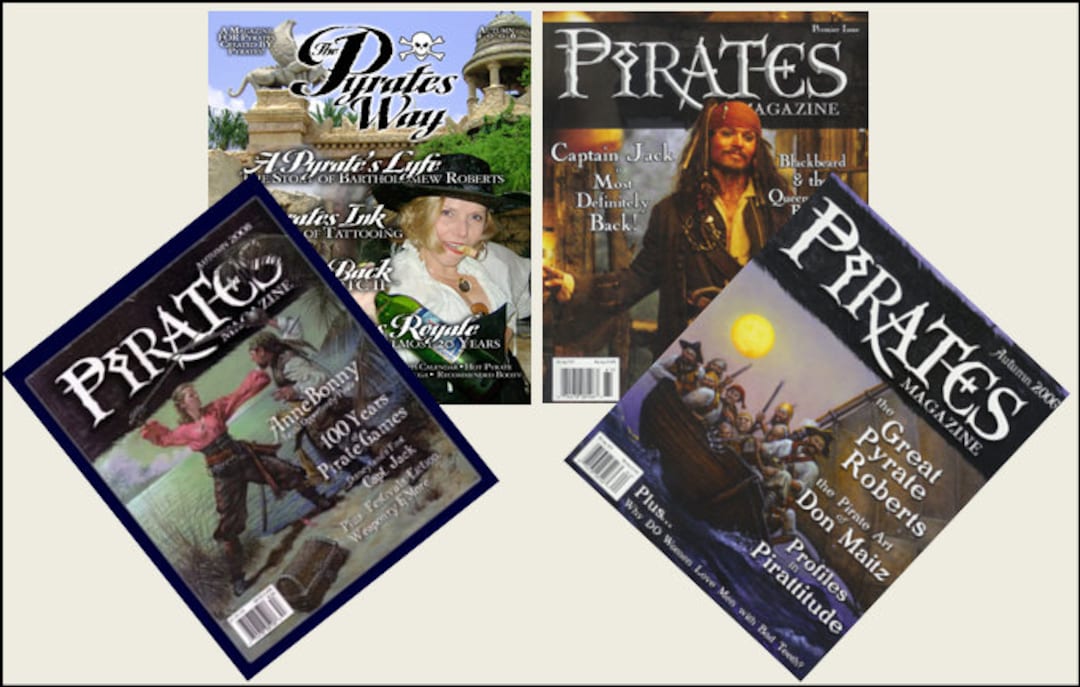 4 Miniature 'PIRATE' Magazines - Dollhouse 1/6 1/12 1/24 1/48 Play ...