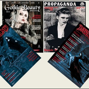 4 Miniature 'GOTHIC' 'GOTH' Halloween Magazines - Dollhouse 1/6 1/12 1/ ...