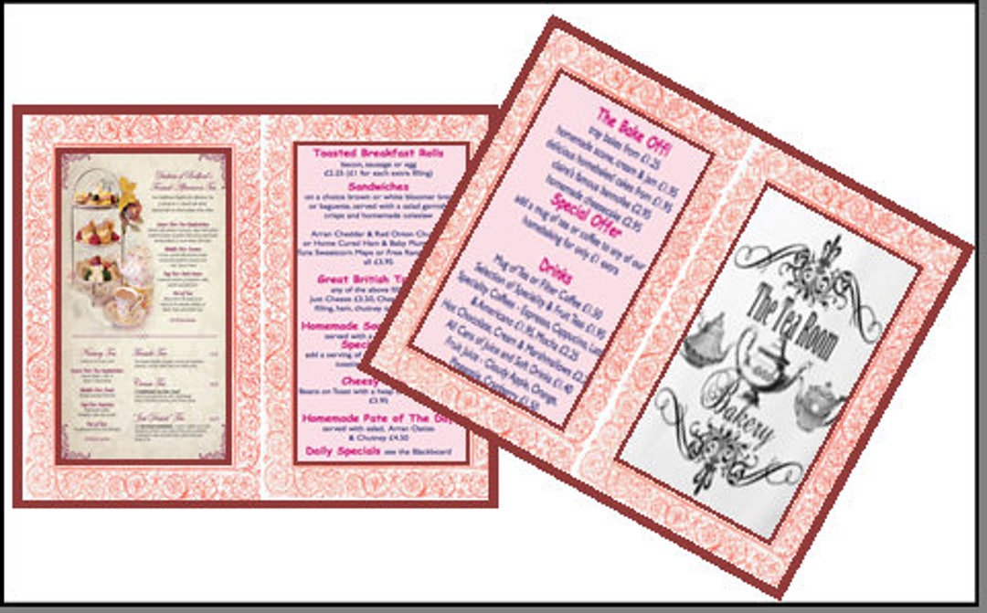 Miniature English TEA ROOM MENUS - Dollhouse 1/6 1/12 1/24 1/48 ...