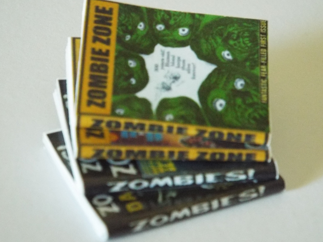 4 Miniature 'ZOMBIE' Halloween Magazines - Dollhouse 1:6th 1/12th 1 ...