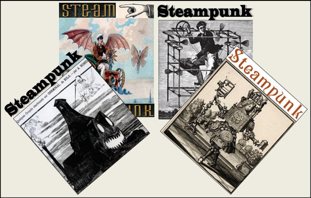 4 Miniature 'STEAMPUNK' Magazines - Dollhouse 1:6 1/12 1/24 1/48 Scale ...