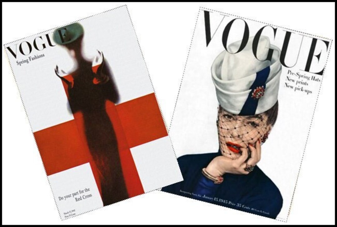 2 Miniature Vintage 'VOGUE' 1940's Fashion Magazines Dollhouse 1/6 1/12 ...