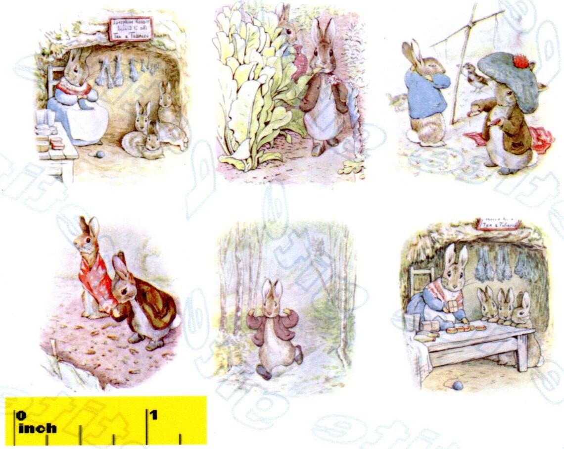 Miniature Beatrix Potter Benjamin Bunny Prints - Dollhouse 1:12 Scale ...