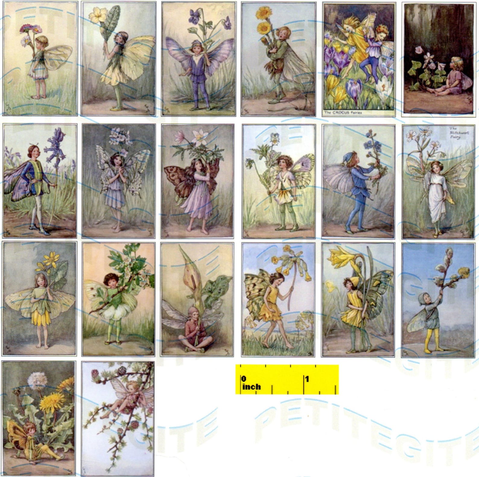 Miniature Vintage 'SPRING FLOWER FAIRIES' Prints - Dollhouse 1:12 Scale ...