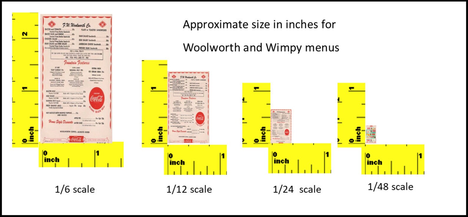 Miniature Vintage 1950's WOOLWORTH Lunch Counter MENUS - Dollhouse 1:12 ...
