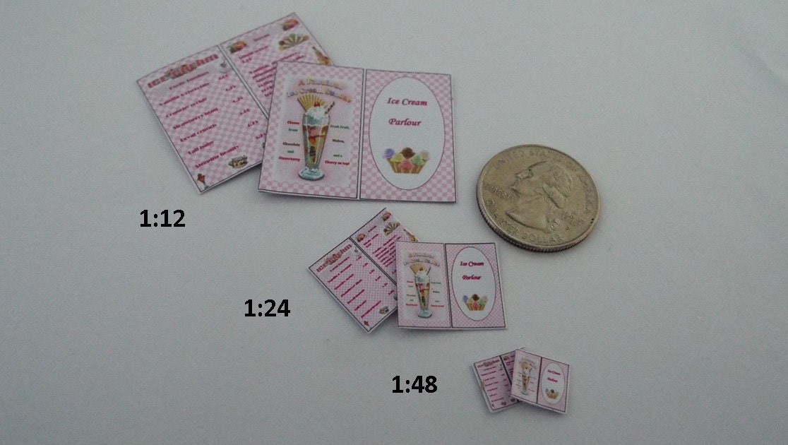 Miniature 'ICECREAM' MENUS Dollhouse 1:6 1/12 1/24 - Etsy