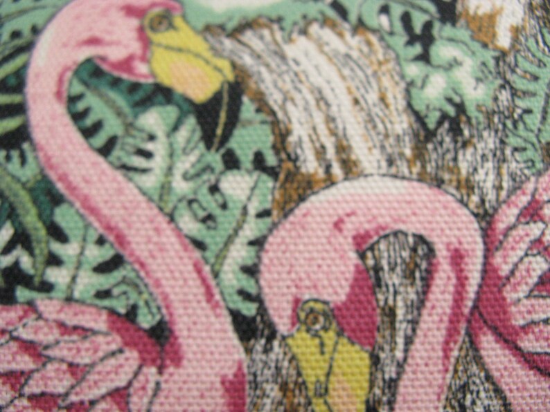 Pink Flamingo Scene on Heavy Cotton Printed Tropical Florida Scene - Etsy