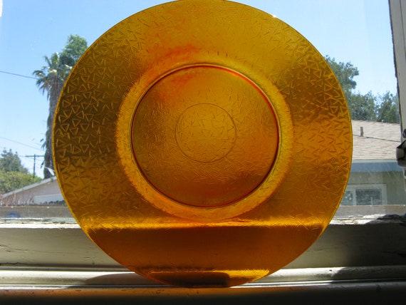 Large Art Glass Platter Textured Orange Glass Platter | Etsy