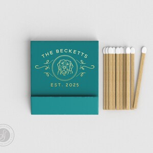 Foiled Wedding Matchbooks #11 - Custom Pet Illustration Wedding Matches ...