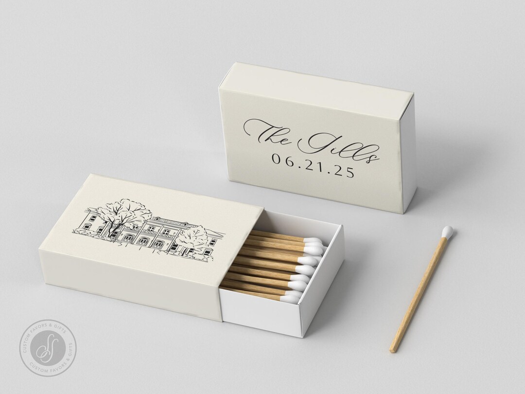 Custom Venue Matchboxes – Foil Wedding Matchbox Favors – Personalized ...
