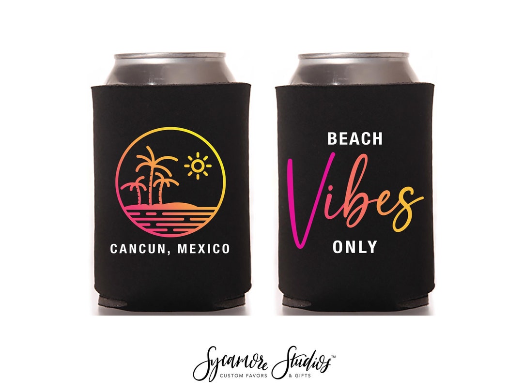Custom Neoprene Single Can Cooler #11SG - Neon Beach Vibes - Full Color ...
