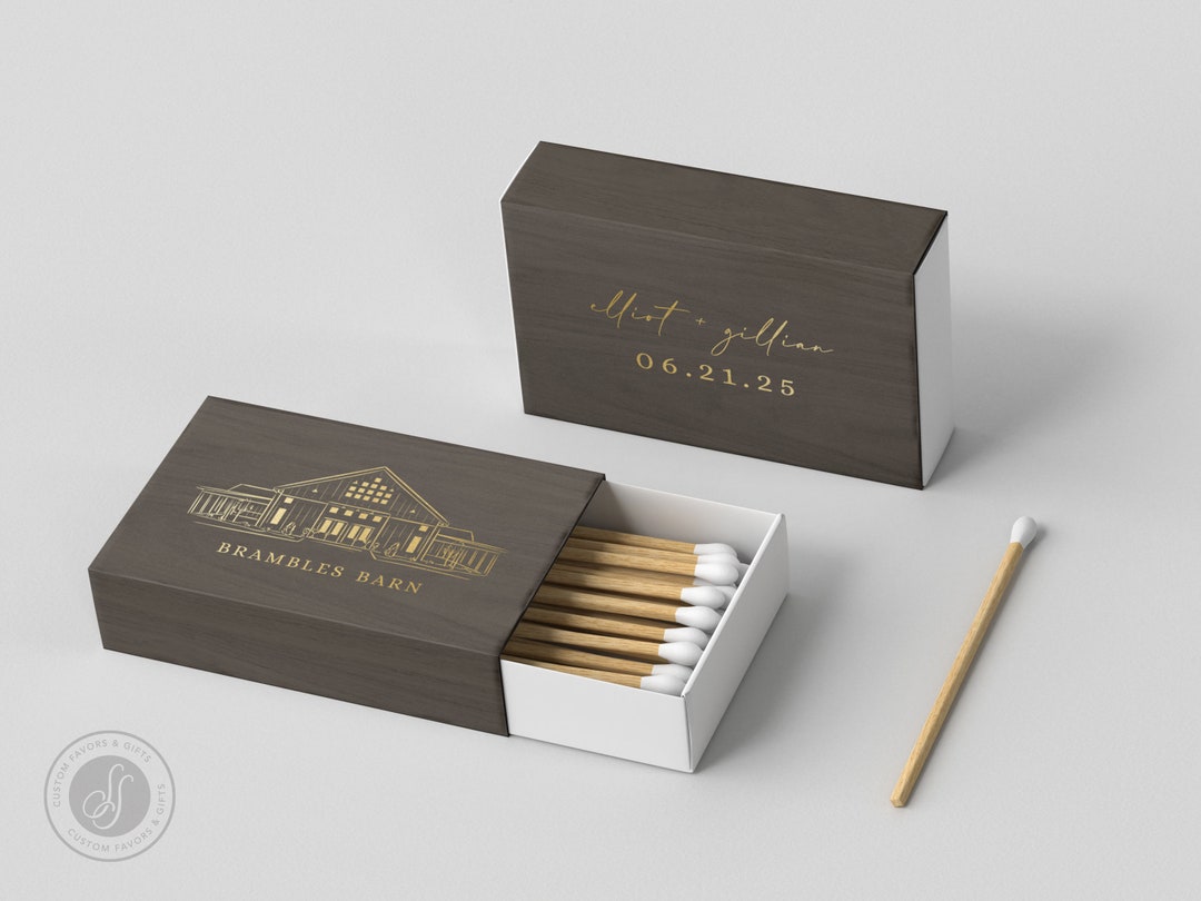 Foiled Wedding Matchboxes #4 - Custom Venue Wedding Matches, Matchbox ...