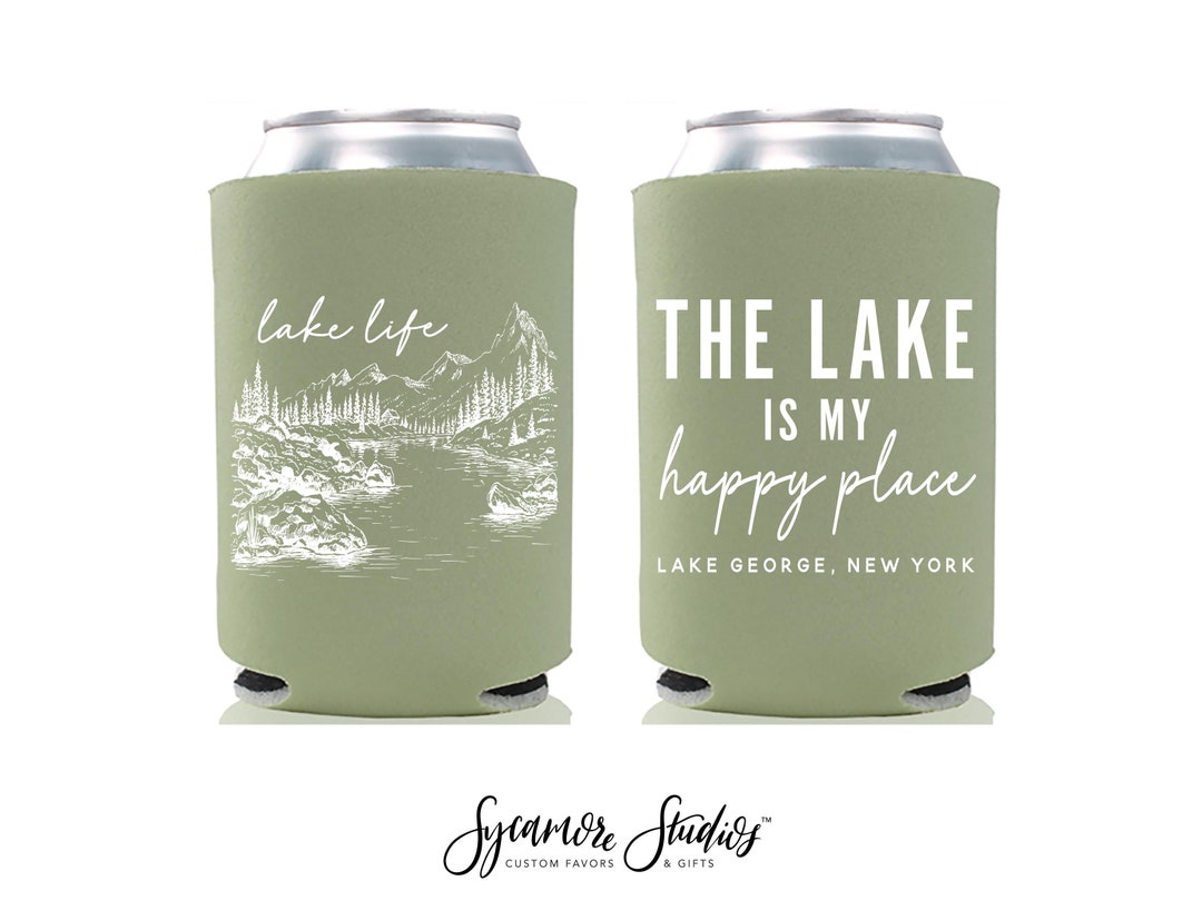 Custom Neoprene Single Can Cooler #14SG - the Lake is My Happy Place ...