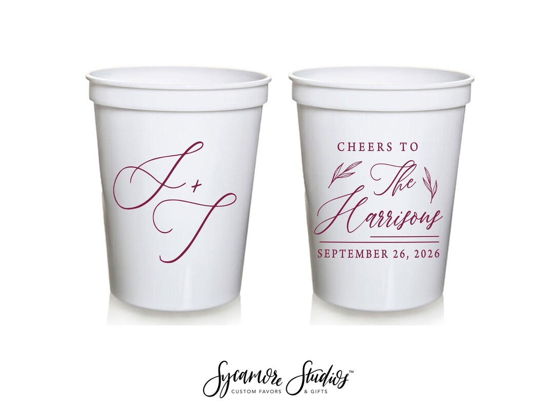 Cheers to Initials - Wedding Stadium Cups #69 - Custom - Bridal Wedding ...