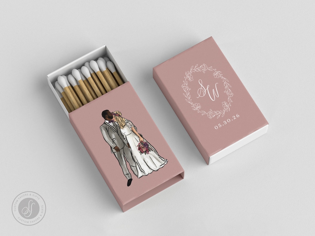 Wedding Matchboxes Full-color #9 - Custom Couple Illustration, Matchbox ...