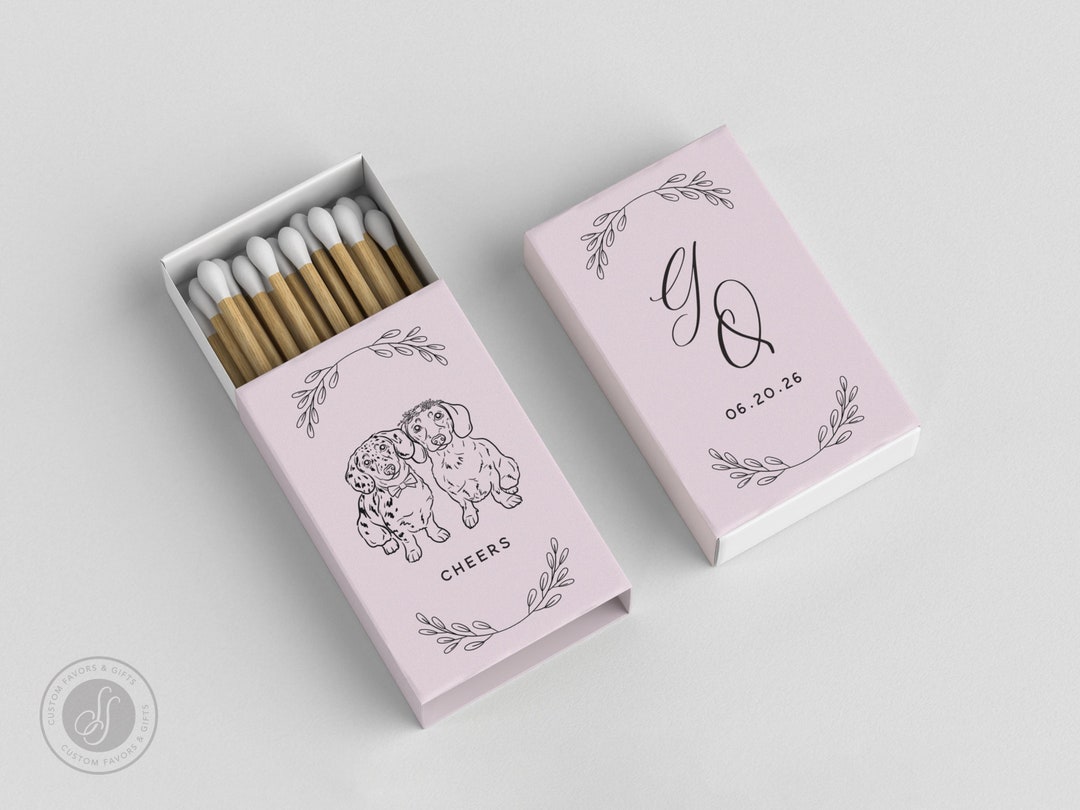 Foiled Wedding Matchboxes #25 - Custom Pet Illustration, Wedding ...