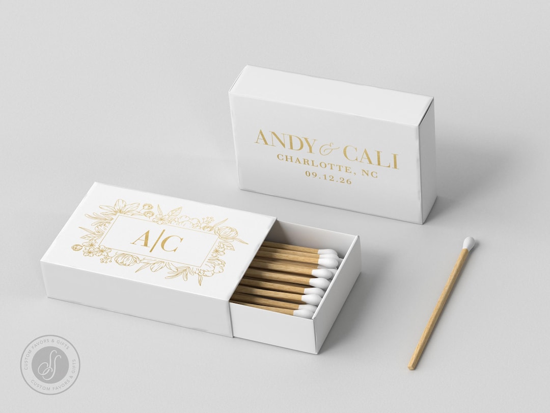 Elegant Floral Wedding Matchboxes, Personalized Initials Matchbox ...