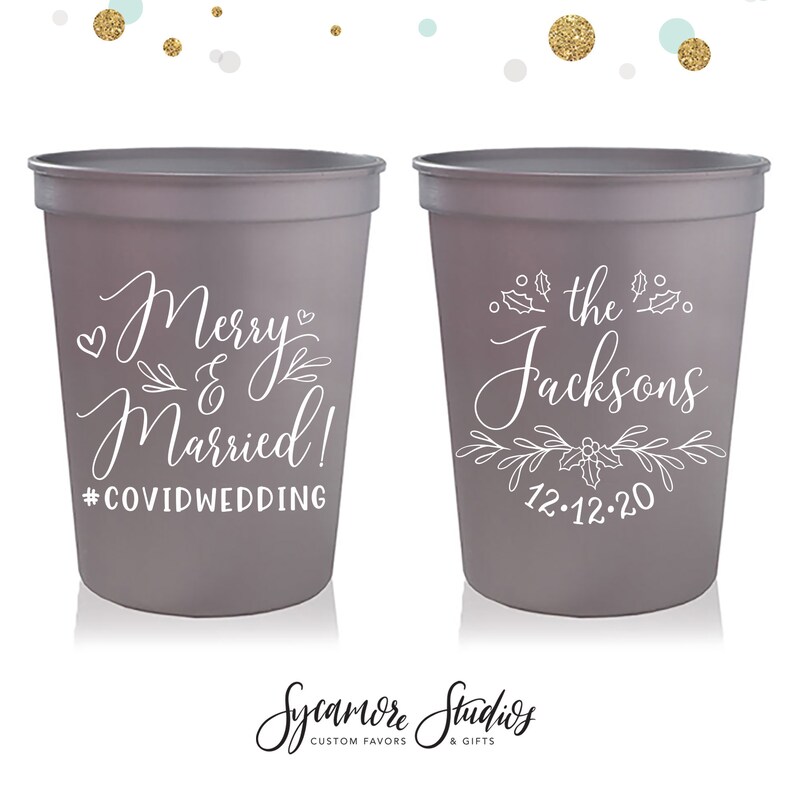Merry and Married Wedding Stadium Cups 179 Custom - Etsy
