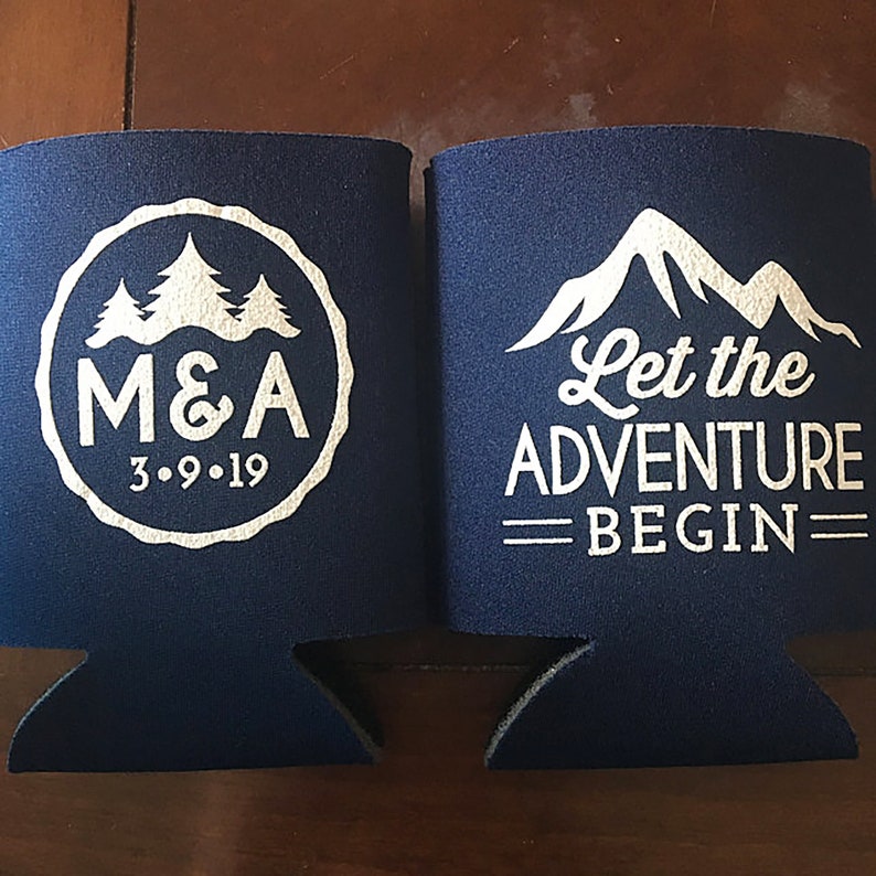 Let the Adventure Begin Wedding Can Cooler 119R Custom - Etsy Canada