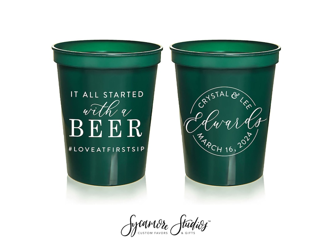 Wedding Stadium Cups #209 - It All Started With A Beer - Custom ...