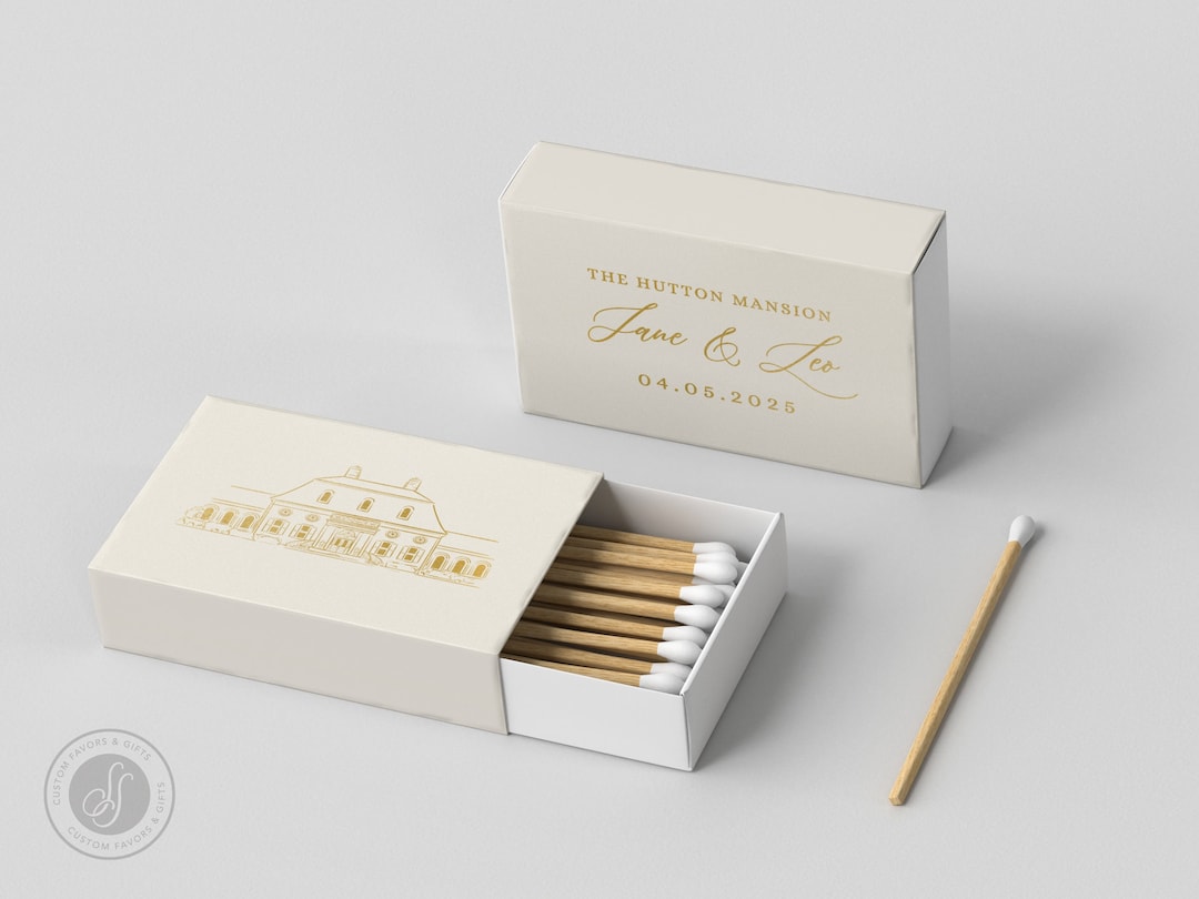 Foiled Wedding Matchboxes #3 - Custom Venue Wedding Matches, Matchbox ...