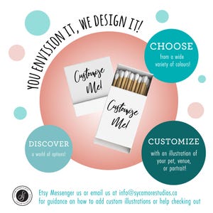 Foiled Wedding Matchbooks #30 - Custom Pet Illustration Wedding Matches ...