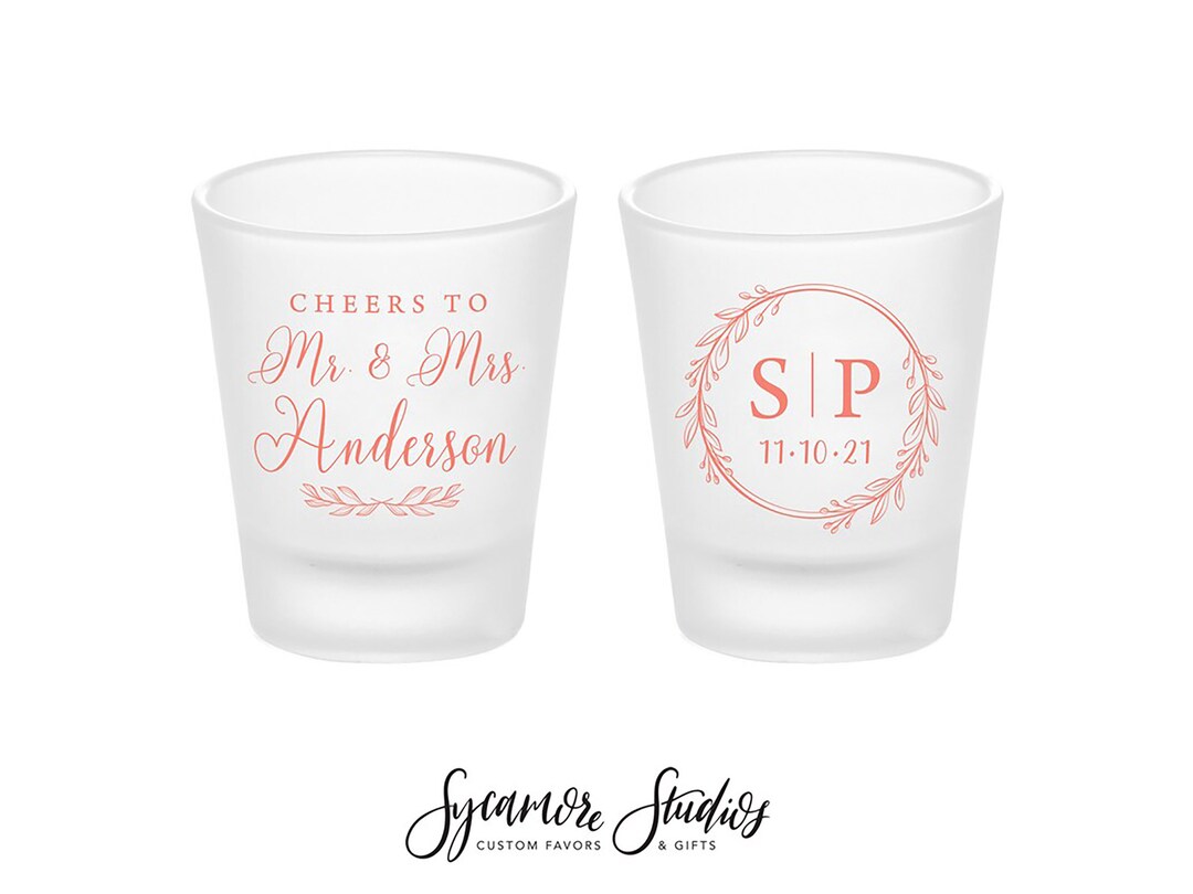 Frosted Double-sided Shot Glass #142F - Cheers to the Mr and Mrs ...