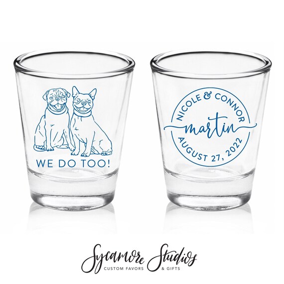 Custom Pet Illustration Monogram Double-sided Shot Glass | Etsy
