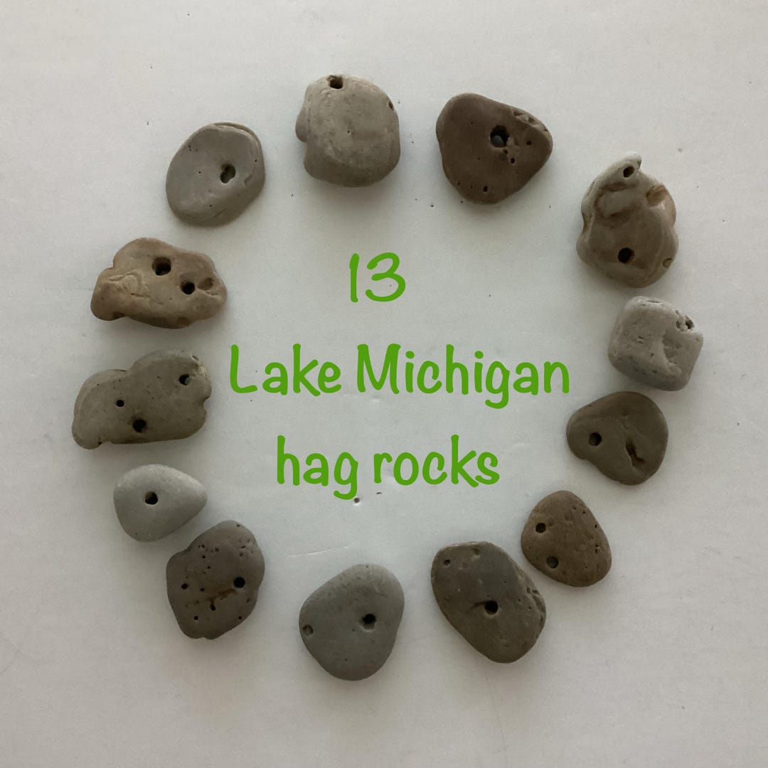 Hag Rocks ~ Collection of 13 Lake Michigan Holey Stones - Etsy